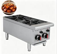 China Commercial 2 Burner Gas Range Countertop Flameout Protection Dual Fuel Stainless Steel for sale