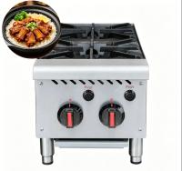China Commercial 2 Burner Gas Range Countertop Flameout Protection Dual Fuel Stainless Steel for sale