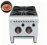 China Commercial 2 Burner Gas Range Countertop Flameout Protection Dual Fuel Stainless Steel for sale