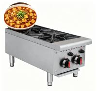 China Commercial 2 Burner Gas Range Countertop Flameout Protection Dual Fuel Stainless Steel for sale