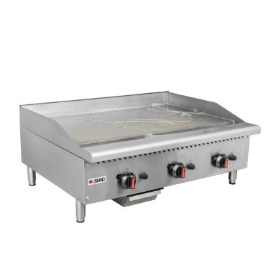 China Commercial Kitchen Gas Griddle Thick Plate 3 Burners 28.1kW Flameout Protection CE for sale