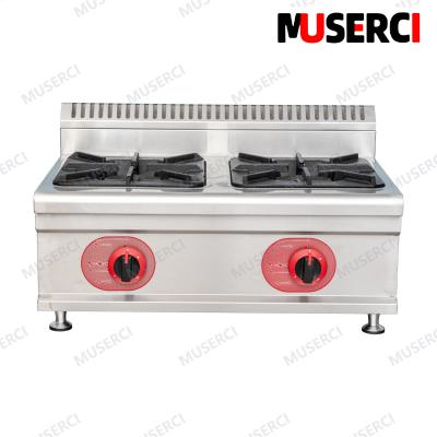China (GB-2T) Stainless Steel Panel 2 Burner Gas Stove Commercial For Resaturant CE for sale