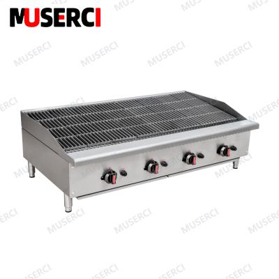 China (CB48-MF) Stainless Steel Commercial Gas Charbroilers Countertop 4 Burners Lava Rock Grill for sale