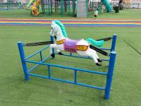 China Excited Outdoor / Indoor Swing Rides Fiberglass Spring Rocking Horse for sale