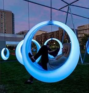 China Rotating Moon Flying Swing Waterproof Color-Changing LED Luminous Chair For All-Season Outdoor Garden for sale
