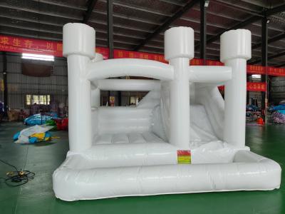 China Commercial White Inflatable Bouncer Castle with Slide 0.55mmPVC for sale