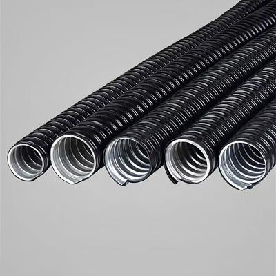 China 150PSI Pressure Rating PVC Coated Flexible Hose for Black Air Chemical Transfer and Cable Protection for sale