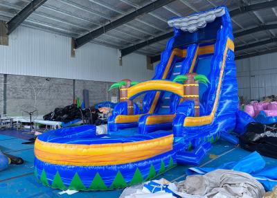 China 18ft Tropical Marble Inflatable Slide Commercial Vinyl Water Slides for sale