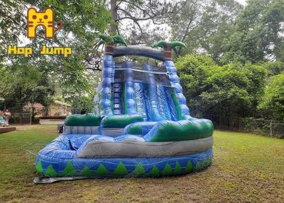 China Games Sports Blue Bounce House Water Slide With Blower 8*4m for sale