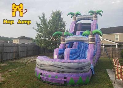 China Waterproof Purple 18ft 16Ft Water Slide With Pool Flame Retardant for sale