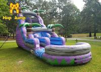 China Waterproof Purple 18ft 16Ft Water Slide With Pool Flame Retardant for sale