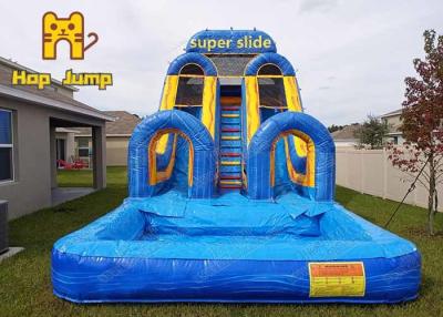China Super Slide Marble Inflatable Water Slide 3 Slides For Kids Inflatable Slide With Pool for sale
