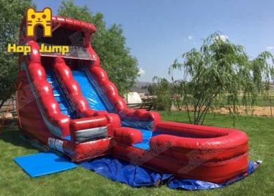 China 1000D 0.55mm Red PVC Inflatable Water Slide For Kids Backyard Water Games for sale