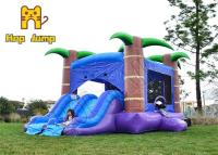 China Palm Tree Blue Color Kids Inflatable Jumping House 13*13ft for sale
