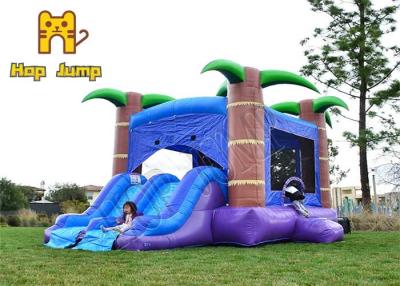 China Palm Tree Blue Color Kids Inflatable Jumping House 13*13ft for sale