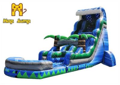 China Tropical Summer Inflatable Water Slides 0.4mm - 0.55mm With Pool for sale