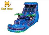 China Blue 0.55mm PVC Inflatable Water Slide Double Lane Giant Inflatable Slide for sale