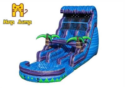 China Blue 0.55mm PVC Inflatable Water Slide Double Lane Giant Inflatable Slide for sale