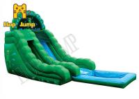 China Children Green Color Pvc Inflatable Water Slide With Pool for sale