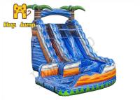 China Tropical Summer Inflatable Water Slides 0.4mm - 0.55mm With Pool for sale