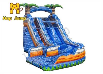 China Palm Tree Inflatable Water Slide PVC Tarpaulin Wet Dry Fireproof for sale