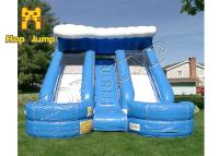 China Blue 20 Ft Inflatable Double Slip N Slide With Pool Fire Retardant for sale