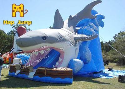 China 0.55mm Thick PVC Shark Inflatable Water Slide Bounce Combo Kids Inflatables for sale