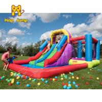 China Inflatable Castle Water Slide With Large Swimming Pool And Rock Climbing Wall for sale