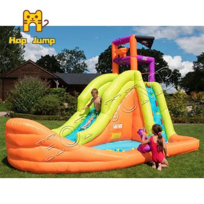 China Commercial PVC Inflatable Castle Slide With Spraying Water Large Swimming Pool for sale
