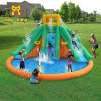 China Commercial PVC Inflatable Castle Slide With Spraying Water Large Swimming Pool for sale