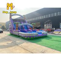 China Purple Palm Tree Marble Inflatable Water Slide With Water Pool for sale