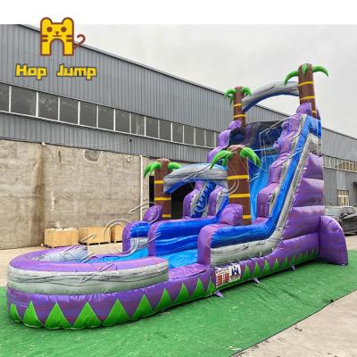 China PLATO 16ft Inflatable Water Slide house Bouncer With Pool Marble Slide Backyard for sale