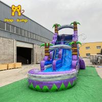 China PLATO 16ft Inflatable Water Slide house Bouncer With Pool Marble Slide Backyard for sale