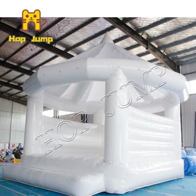 China 0.55mm PVC Gazebo Bouncer White Wedding Inflatable Bouncer Castle 14ft for sale