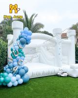 China 17ft White Wedding Bouncer Slide Combo  Inflatable Bounce House Combo With Slide for sale