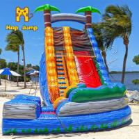China 22ft Marble Tropical Water Slide Commercial Inflatable Slide With Pool For Teenagers for sale