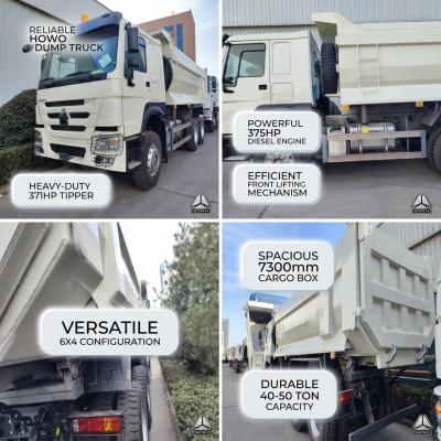 China Durable HOWO 6×4 371HP 20CBM White Dump Truck with High-Strength Steel Body for Heavy Work for sale
