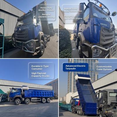 China Sinotruk HOHAN New HOWO 8X4 Dump Truck 371hp H77L Cabin  Blue With electric tarpaulin RHD for sale