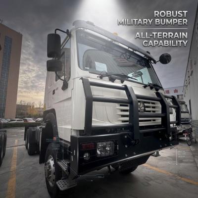 China SINOTRUK HOWO Ghost Face cab Tractor Truck  6X6 Euro 2  430 HP Military bumper White for sale