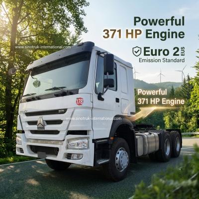 China HOWO A7 Used Tractor Truck LHD 6X4 Euro 2 371 HP With Power Assisted Hydraulic Steering White for sale