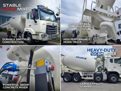 China High Horsepower 371HP Low Fuel Consumption HOWO Mixer Truck LHD 6×4 10wheels for sale