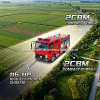 China SINOTRUK HOWO 2CBM 4×2 116HP Fire Fighting Truck with 60L/S Flow Rate and 65m Water Range for sale