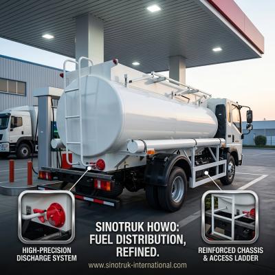 China SINOTRUK HOWO 4X2 6 Wheels Oil Tank Truck 5-6CBM Single Bin With Flowmeter for sale