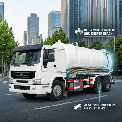 China High Efficiency 17CBM LHD 336HP Vacuum Sewage Truck For Urban Rain Wells for sale