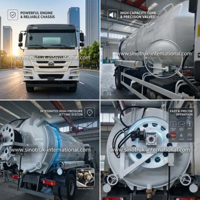 China Vacuum Pump Sewage Suction Truck Septic Tank Cleaning 16CBM LHD 290HP for sale