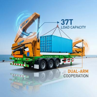 China 3-Axle Self-Loading Container Truck with 37-Ton Capacity for 20ft and 40ft Container Transport for sale
