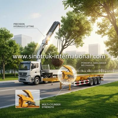 China 20ft 40ft Truck Mounted Crane Side Loader Sidelifter , Container Self Loading Semi Trailer for sale