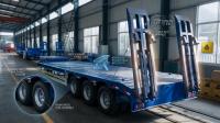 China SINOTRUK 3-Axle Flatbed Semi Trailer Truck 80Tons 17m Carbon Steel Construction Equipment Transport for sale
