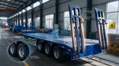 China SINOTRUK 3-Axle Flatbed Semi Trailer Truck 80Tons 17m Carbon Steel Construction Equipment Transport for sale