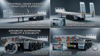 China Mn Steel 3 Axles Container Semi Truck Flatbed Trailer Carrying Heavy Goods for sale